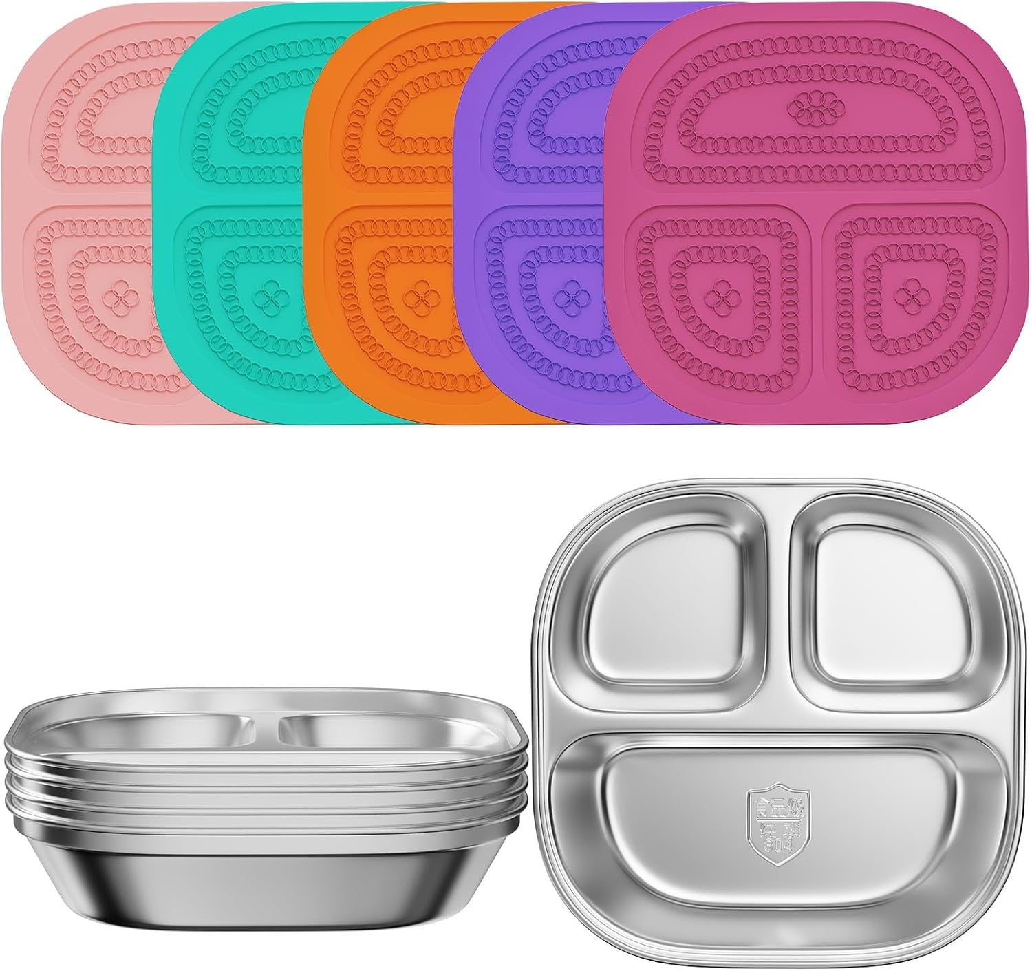 Set of 5 Stainless Steel Snack Containers with ,Stainless Steel Plates ...