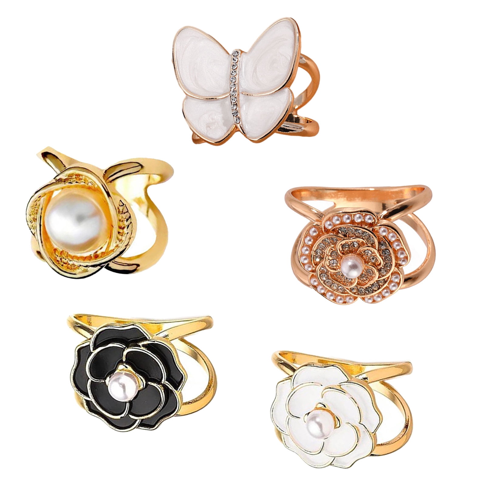 Set of 5 Stylish Scarf Accessories Scarf Clips Collar Shawl Clasps ...