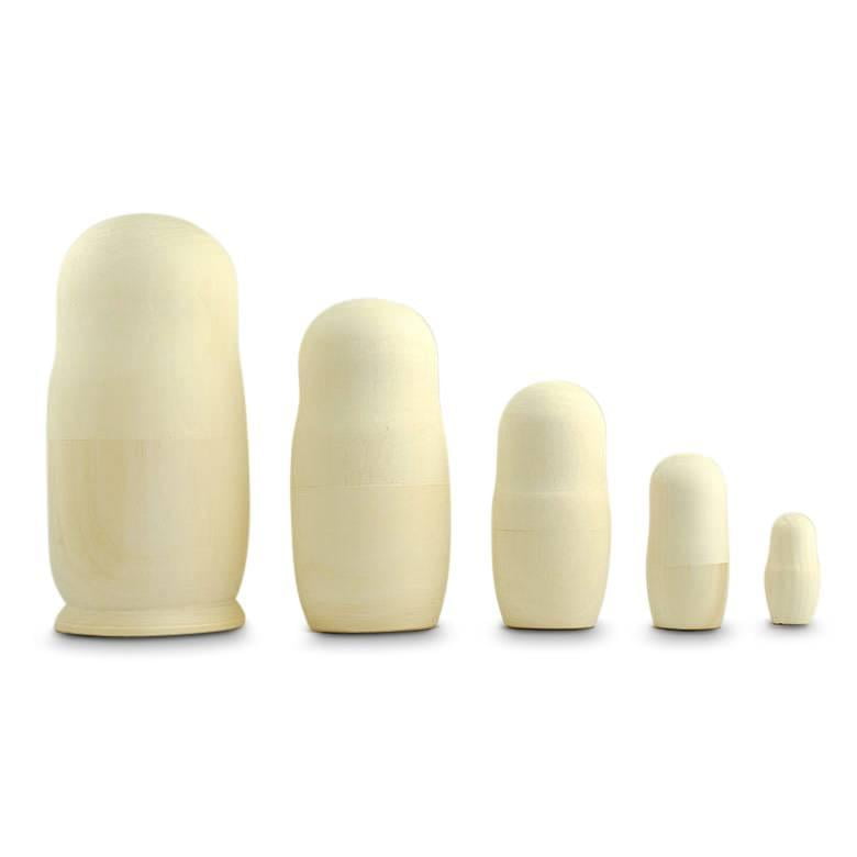 Set of 5 Unpainted Blank Wooden Nesting Dolls 7 Inches - Walmart.com
