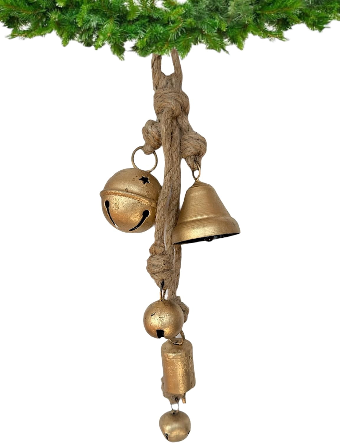 Set of 5 Vintage Metal Jingle Bells, Rustic Christmas Hanging Decor ...