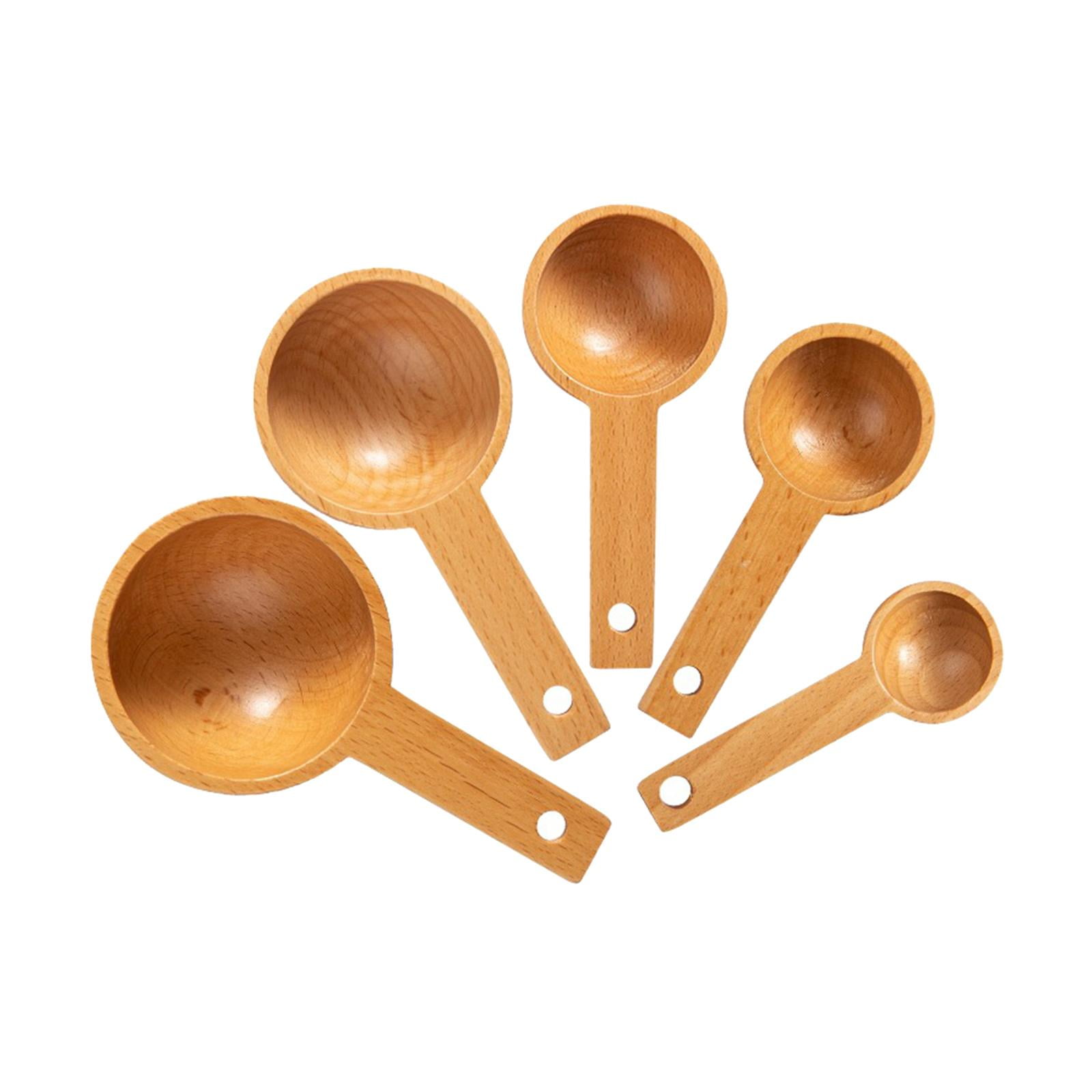 Set of 5 Wooden Measuring Spoons Multipurpose Portable Accessories ...
