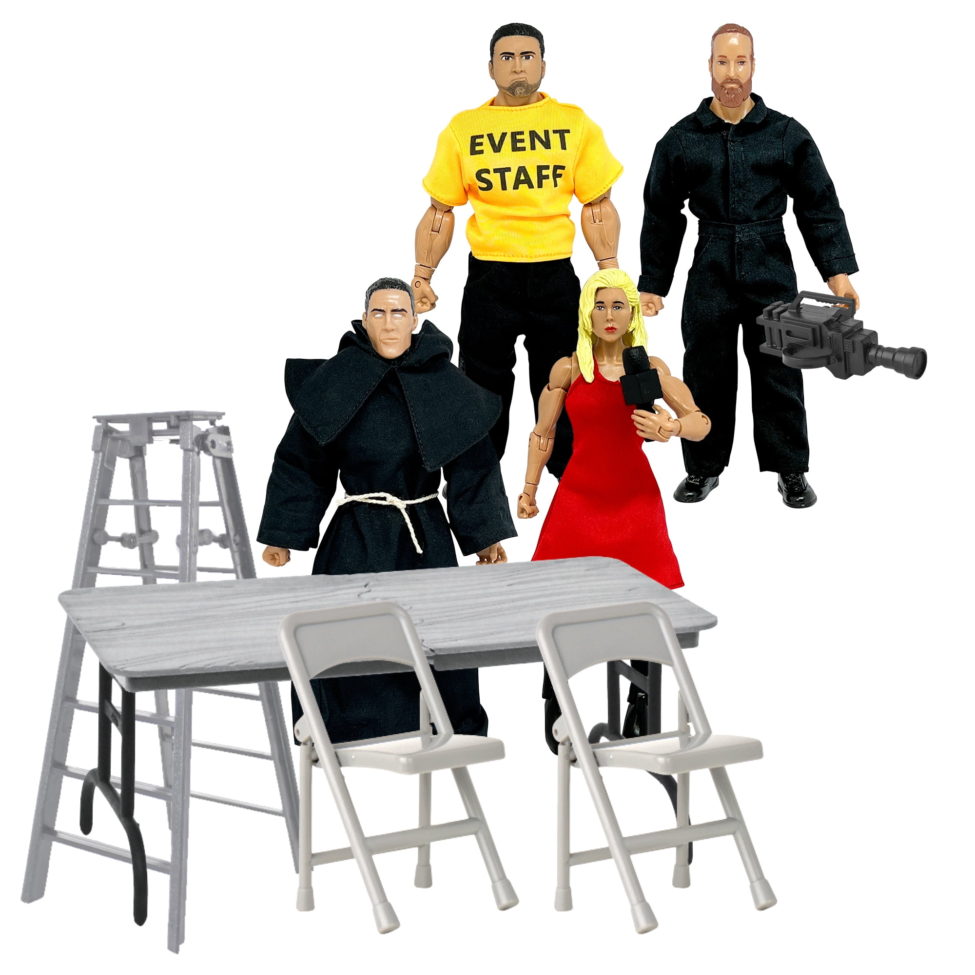 Set of 4 Wrestling Crew Action Figures & Ultimate Silver Playset for ...