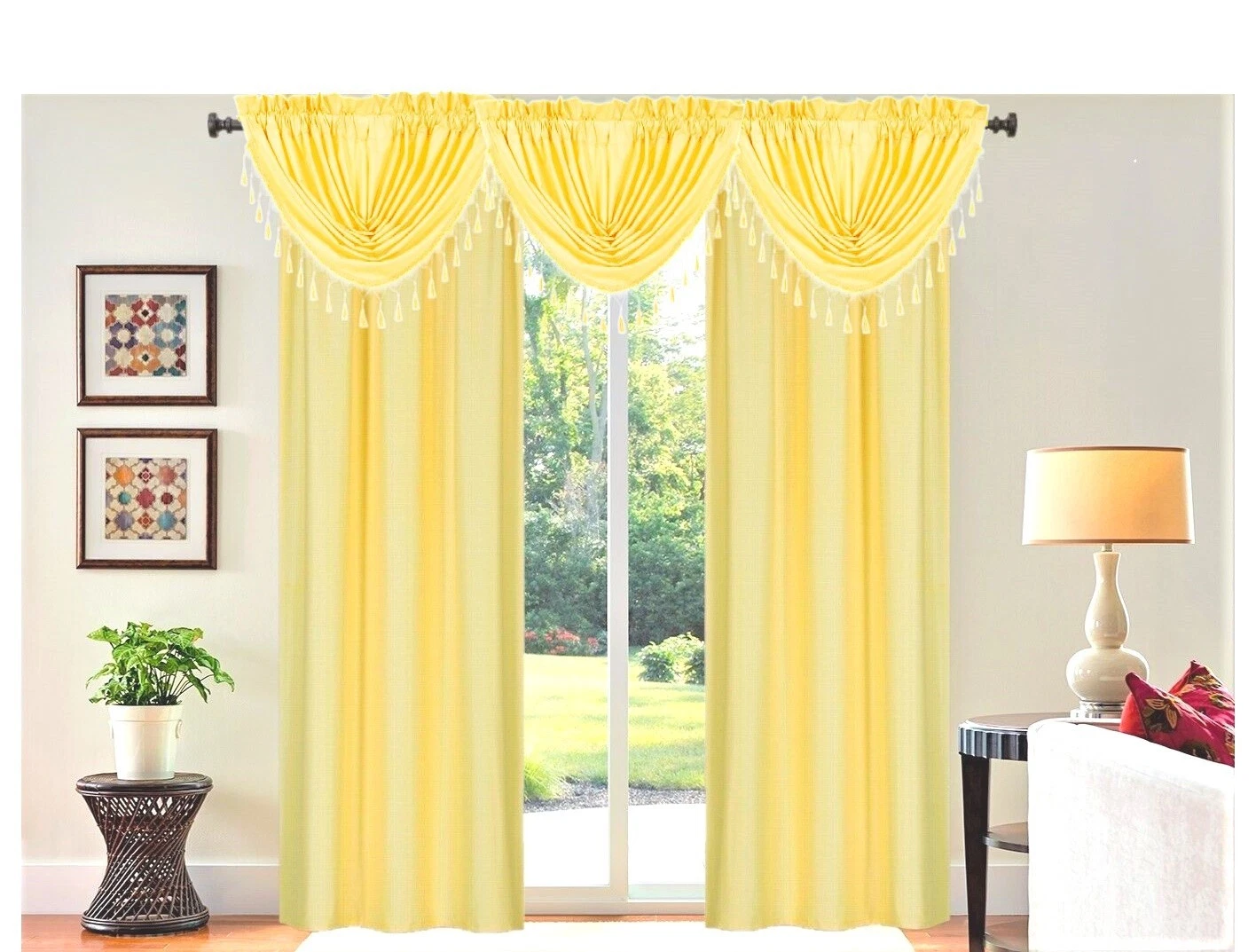 Gorgeous Home LINEN Yellow Blackout Curtains, 2 Panels 35x84 Inch, 3 ...