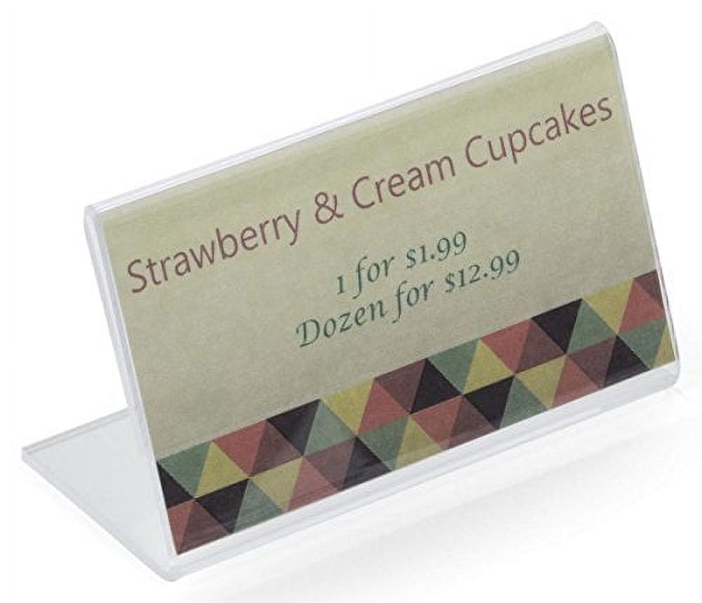 Set of 50, Clear Acrylic Name Tag Tents for Business Cards, Tabletop ...