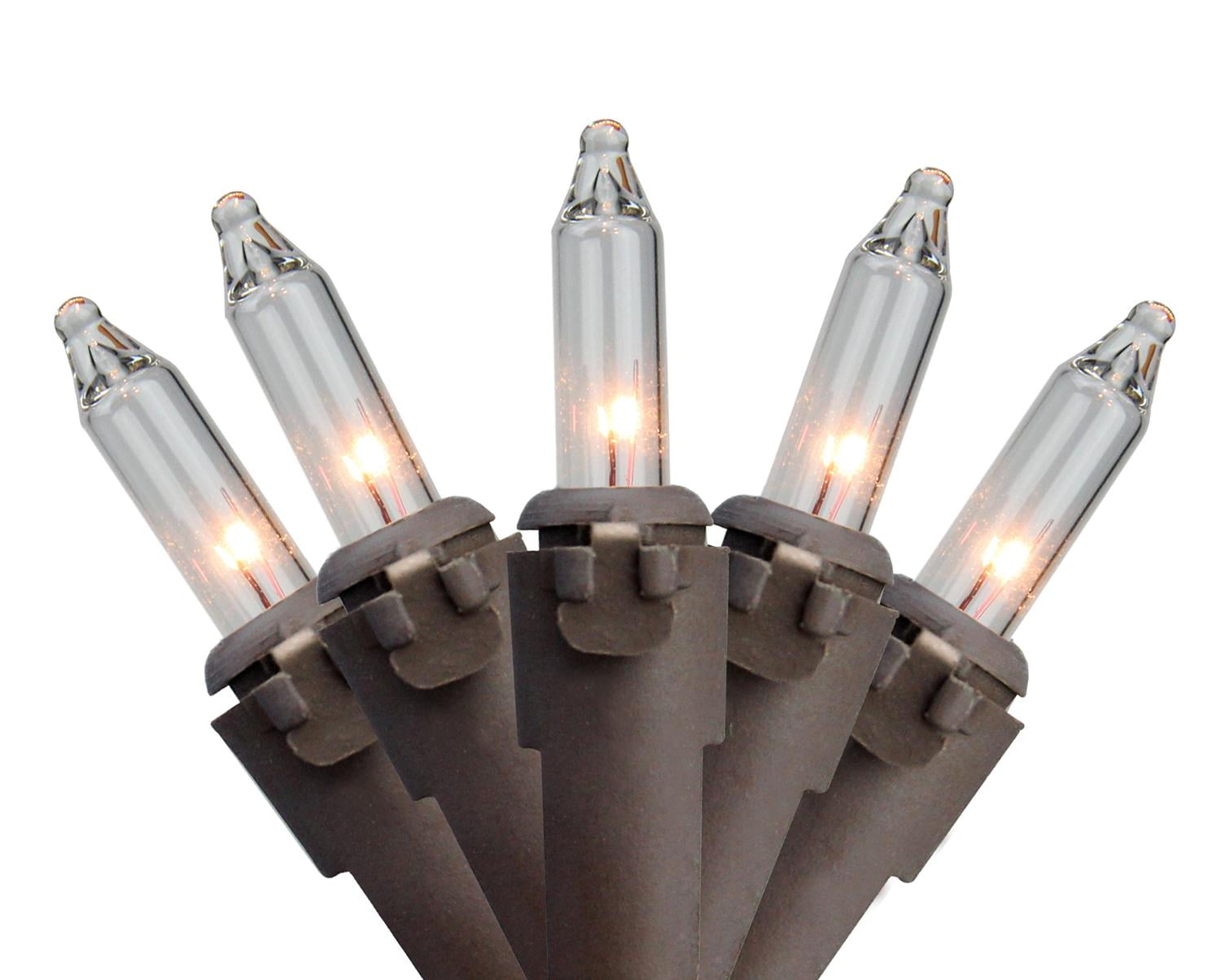 Northlight Set of 50 Clear Mini Christmas Lights 2.5 Spacing Brown Wire ...