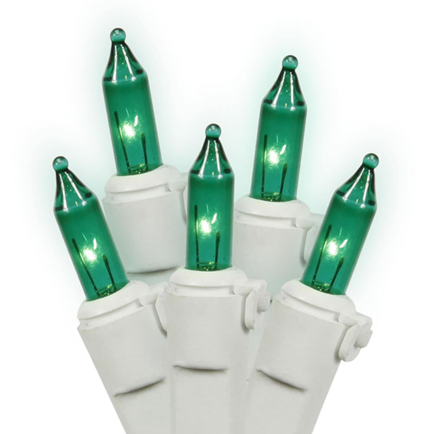 Set of 50 Green Mini Christmas Lights - White Wire - Walmart.com