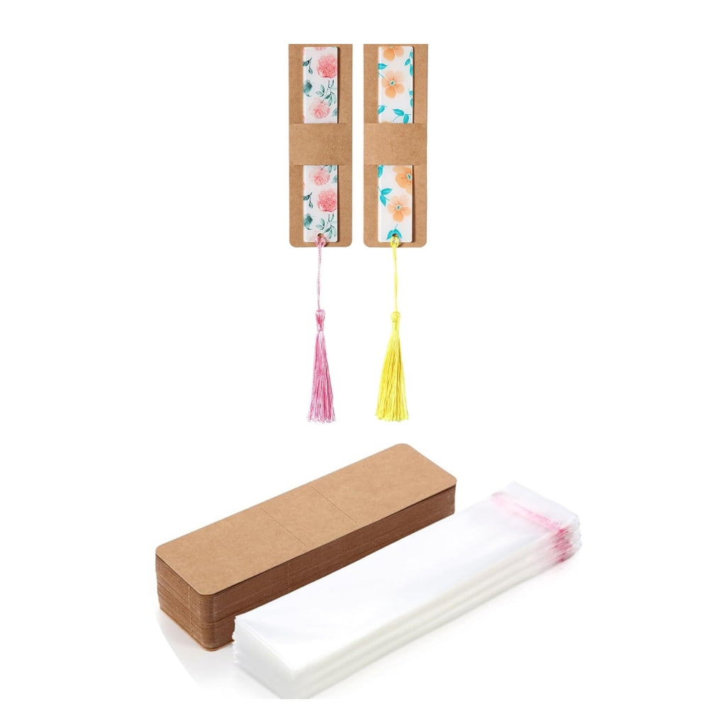 Set of 50 Kraft Bookmarks Sleeves Display Card for Bookmarks Wrapping ...