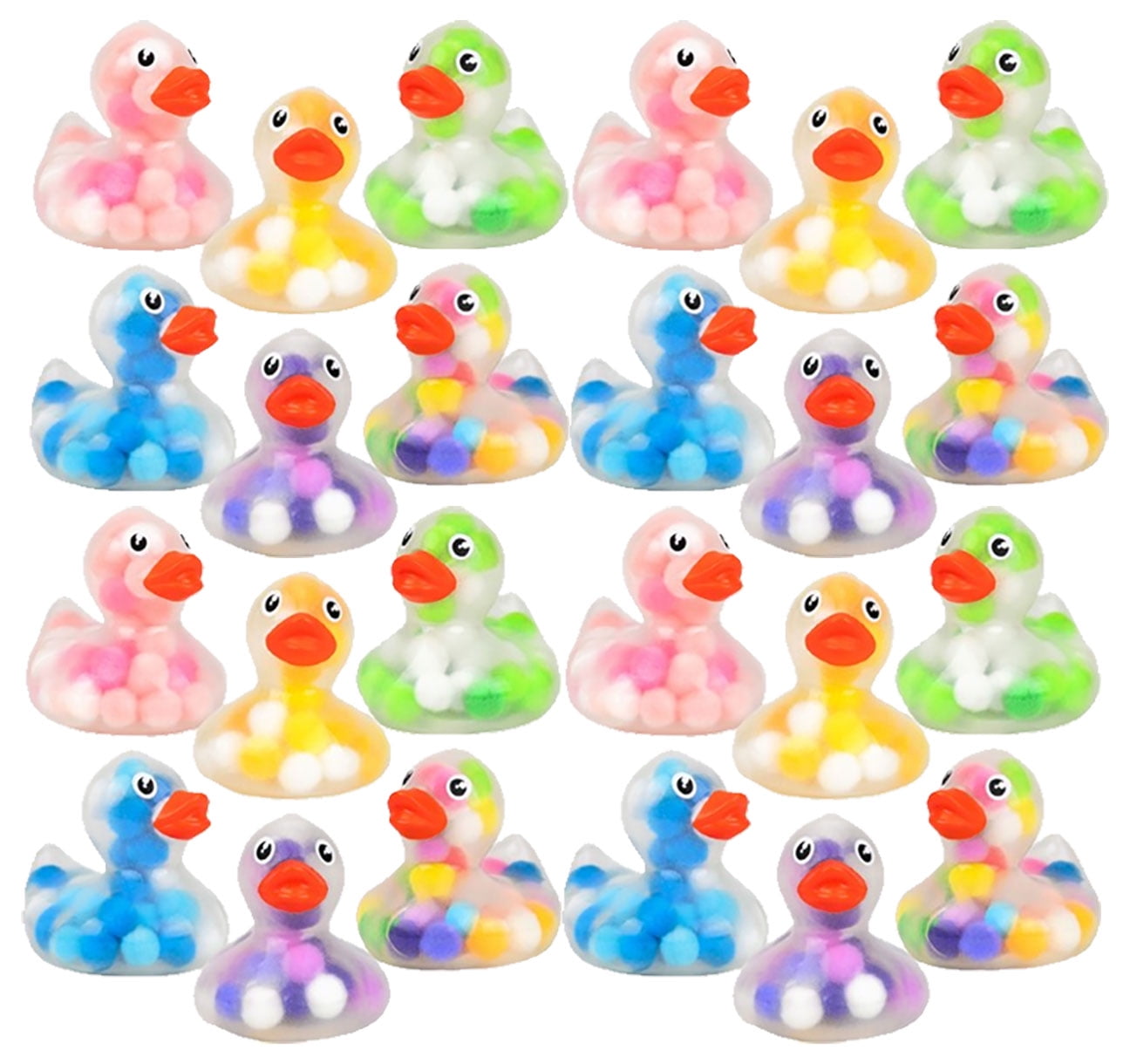 Set of 50 RANDOM Pom Pom Filled Regular 2" Rubber Ducks - Rubber ...