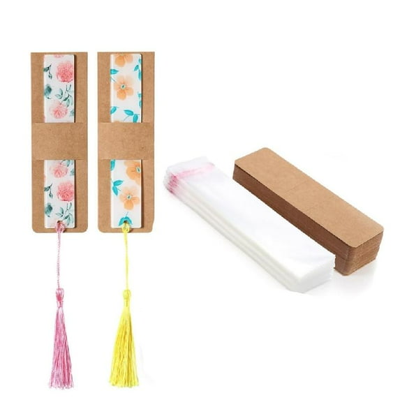 Set of 50 Sleeves Cover for Bookmarks Kraft Bookmarks Holder Display ...