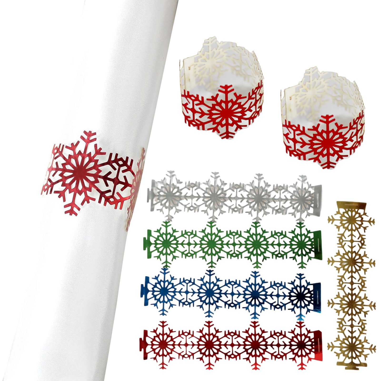 Set of 50 Snowflake Paper Napkin Rings - Lightweight, Disposable ...