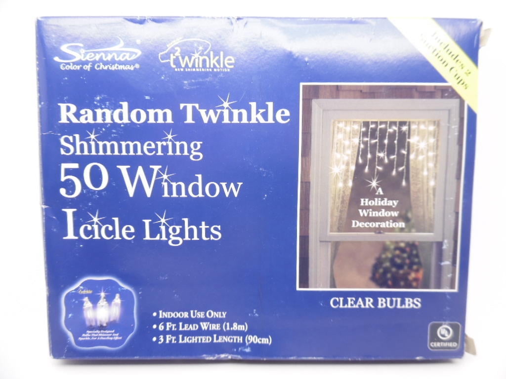 Set of 50 Twinkling & Shimmering Clear Window Curtain Icicle Lights ...