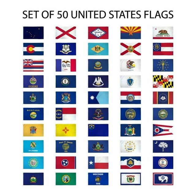 Set of 50 US State Flags 3x5ft American State Flag Set - Walmart.com