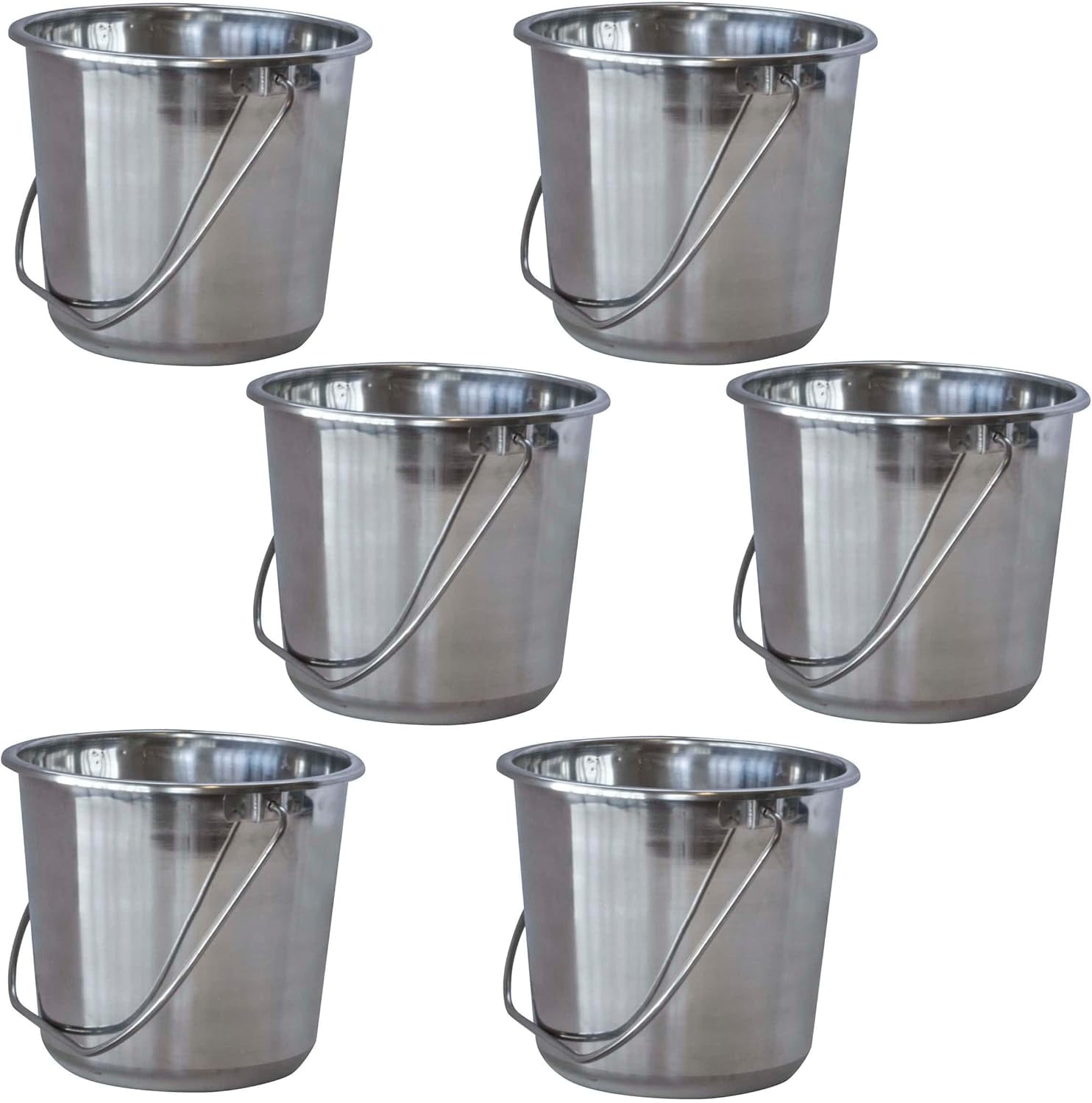 Set of (6) 0.5 Gallon Stainless Steel Buckets - Walmart.com