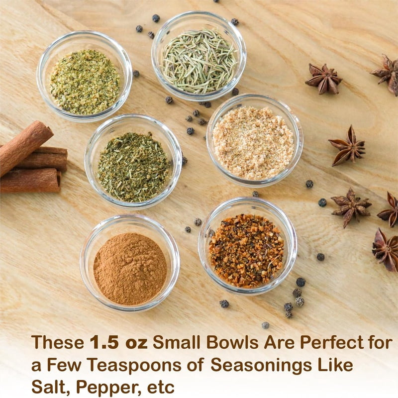 Set of 6 1.5 oz Clear Glass Bowl | Mini Prep Dish for Salt and Spices ...