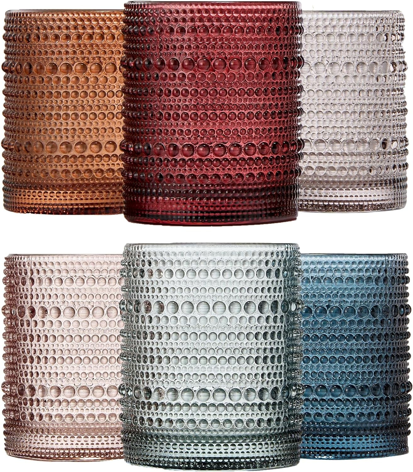 Set of 6 | 11 OZ Muted Bubble Design Whiskey, Old-Fashioned, Embossed ...