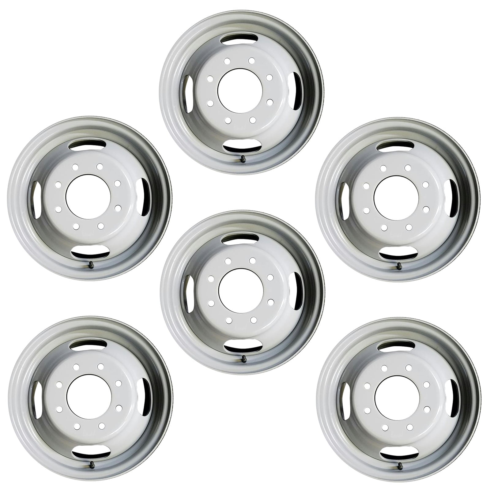 Set of 6 16" Dually GRAY Steel Wheels for 2001-2025 Chevy Express GMC ...