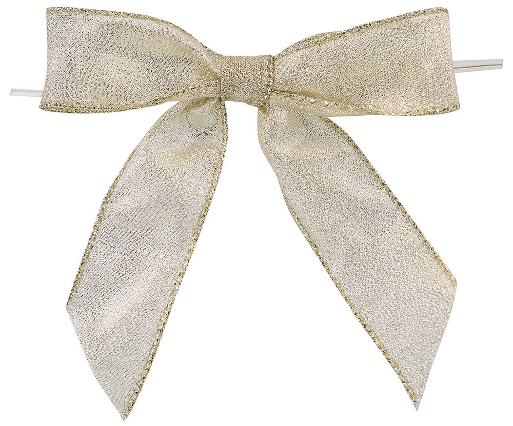 Set of 6 50Pcs- 6"W Bow Gold Metallic Lame Glimmer Fabric Ribbon ...