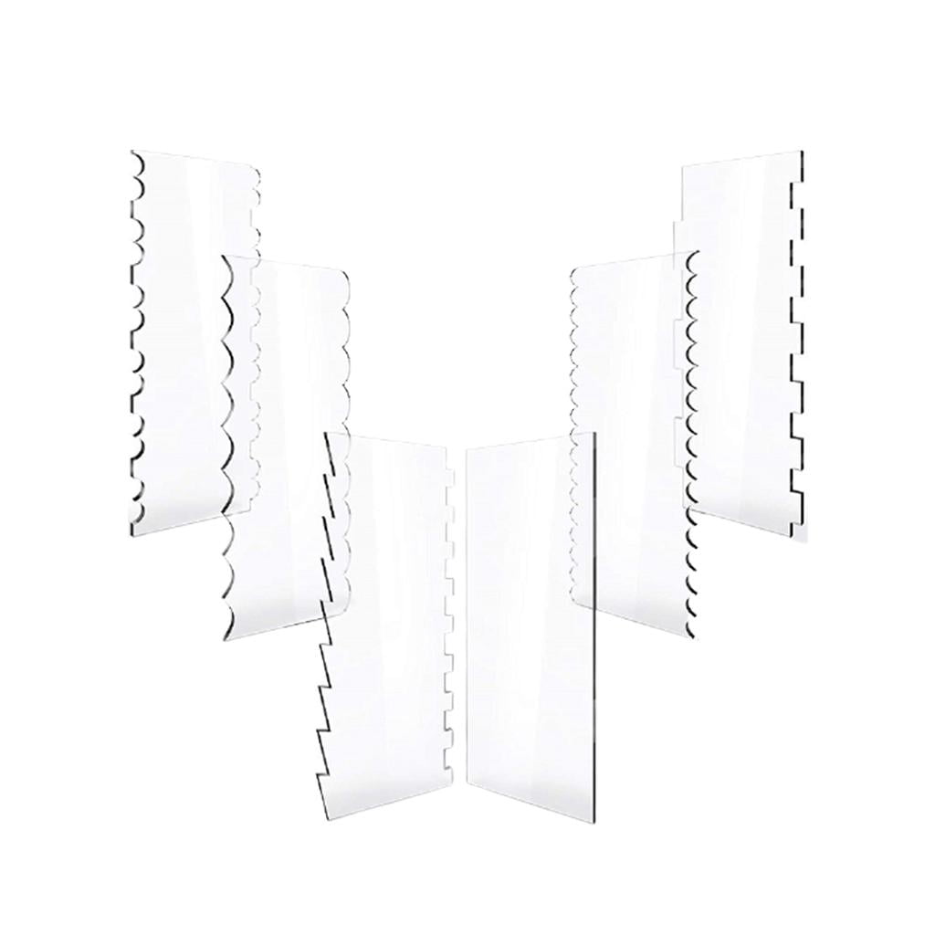Set of 6 Acrylic Cake Scrapers Transparent Cake Edge Topping Smoother ...