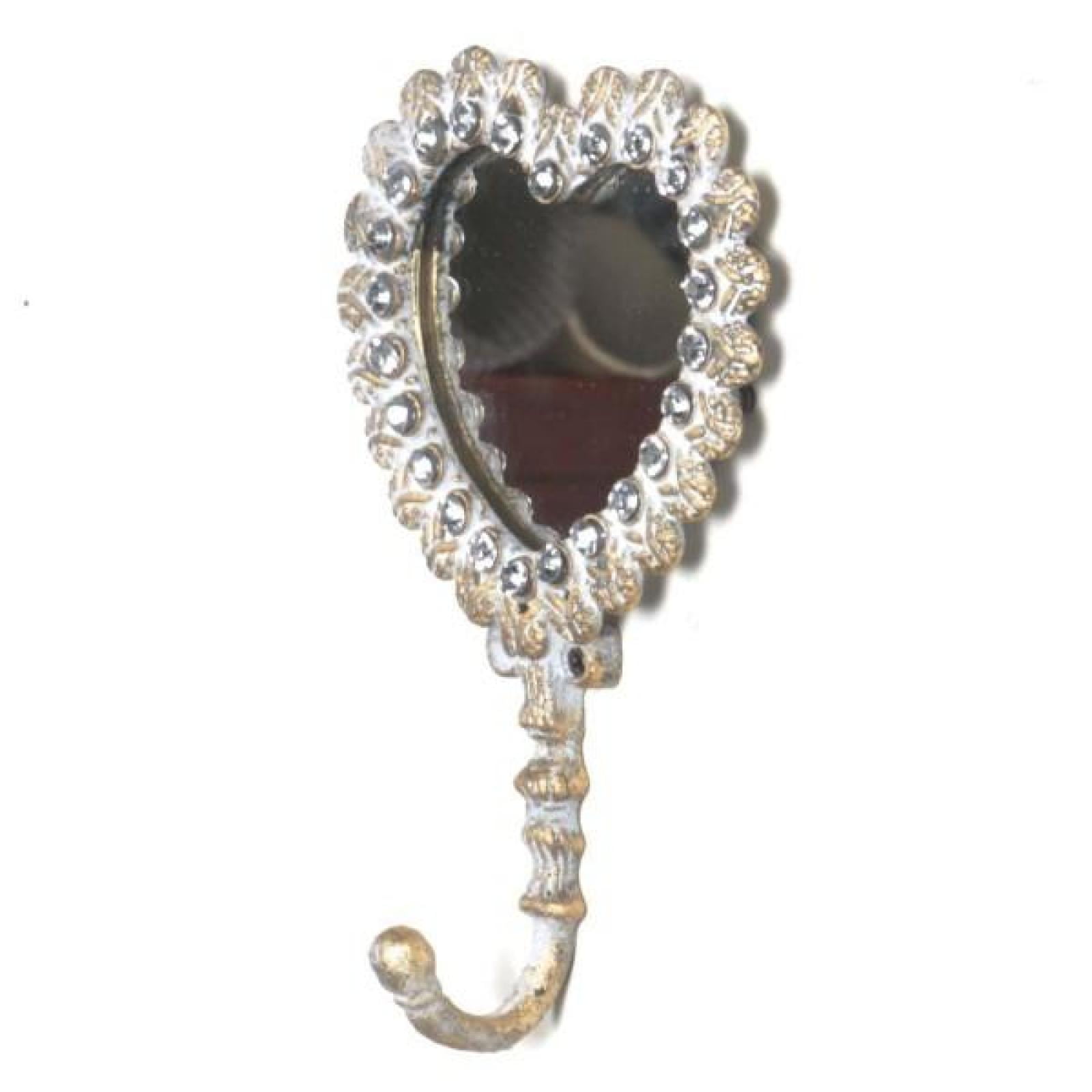 Set of 6 Antique White And Gold Heart-Shaped Mirror Wall Hook - Walmart.com
