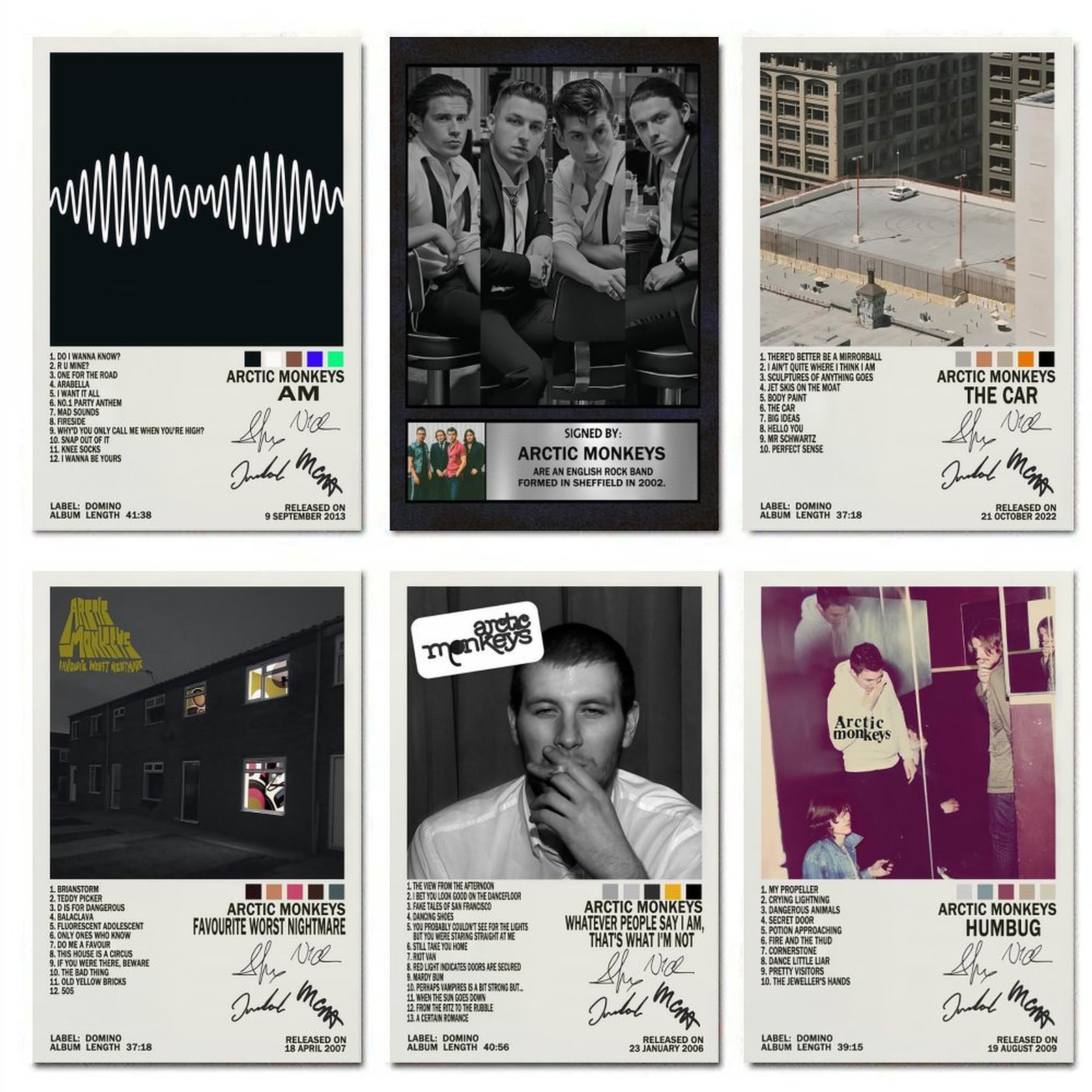 (Set of 6) Arctic Monkeys Poster Album Cover Band Posters Canvas for ...