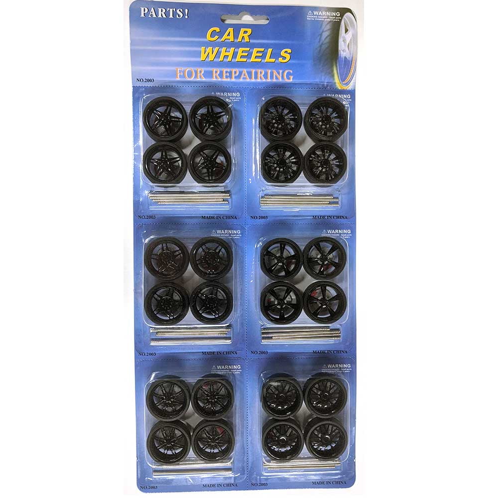 Set of 6: Black Hobby Custom Replacement Wheels - Fits most 1/24 Scale ...