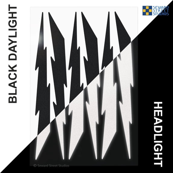 Set of 6 Black Lightning Bolts Reflective Helmet Decal Set, Lightning ...