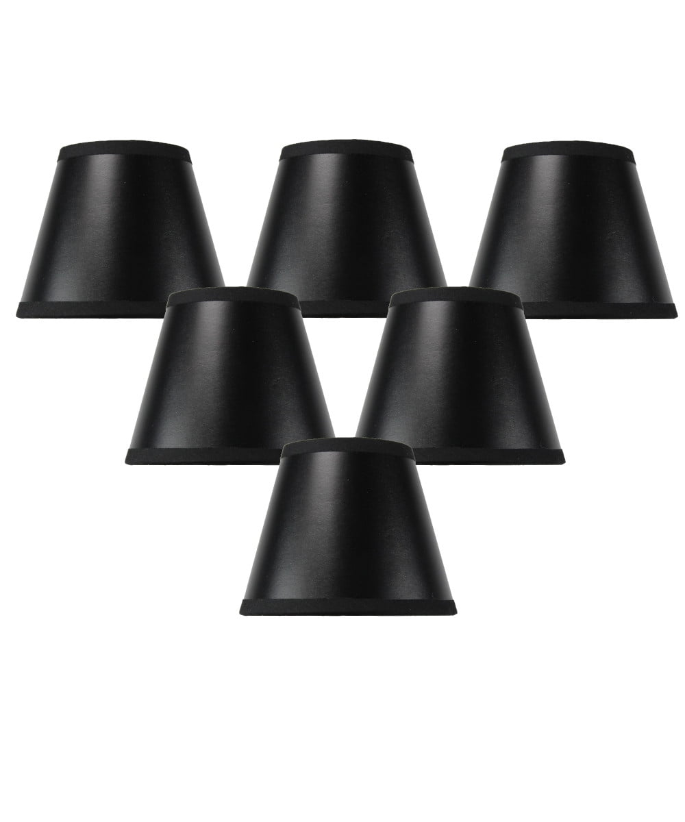 Set of 6 Black Parchment Gold-Lined Chandelier Candle Clip Lamp Shade ...