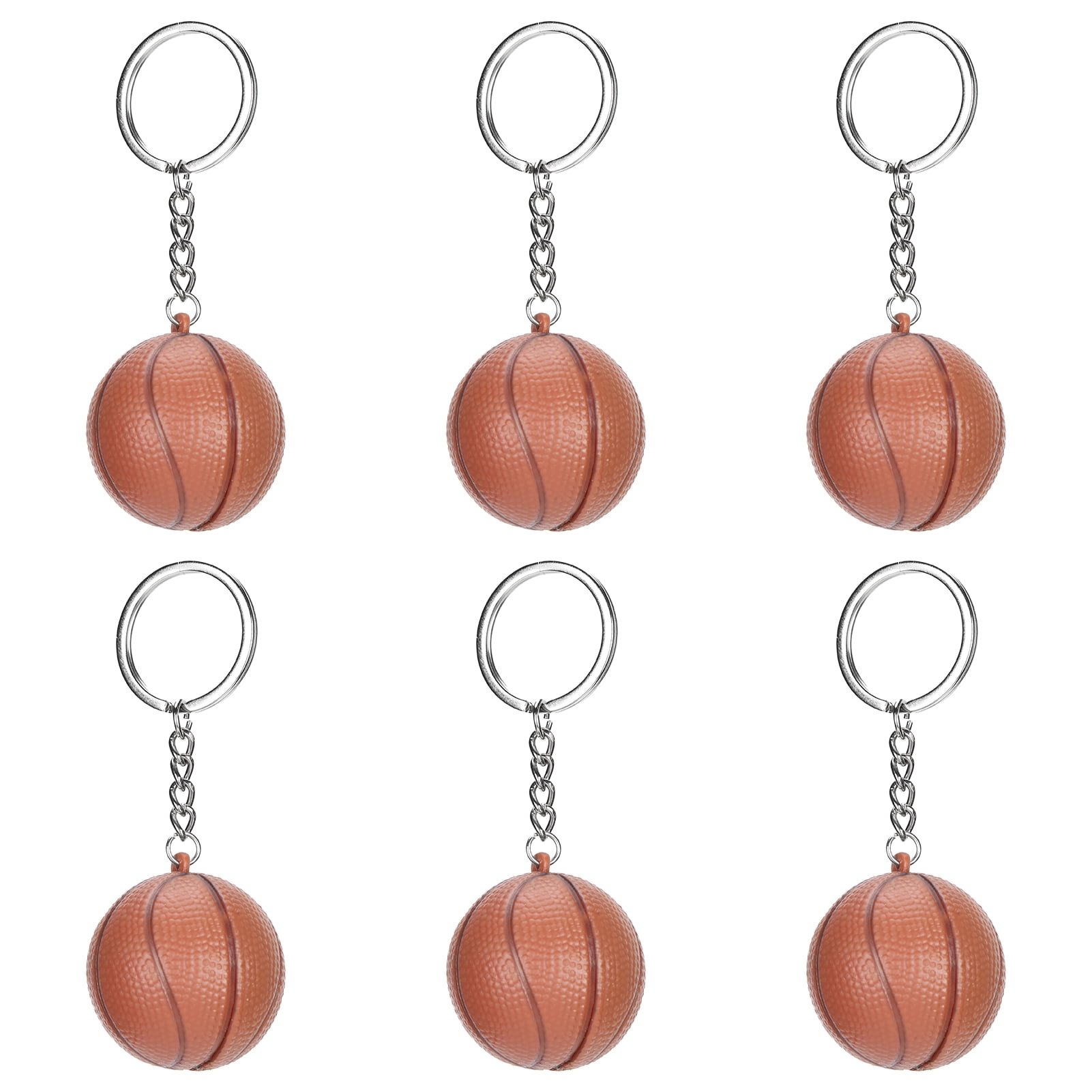 Set of 6 Brown Plastic Key Rings with Basketball Design Basketball Fan ...