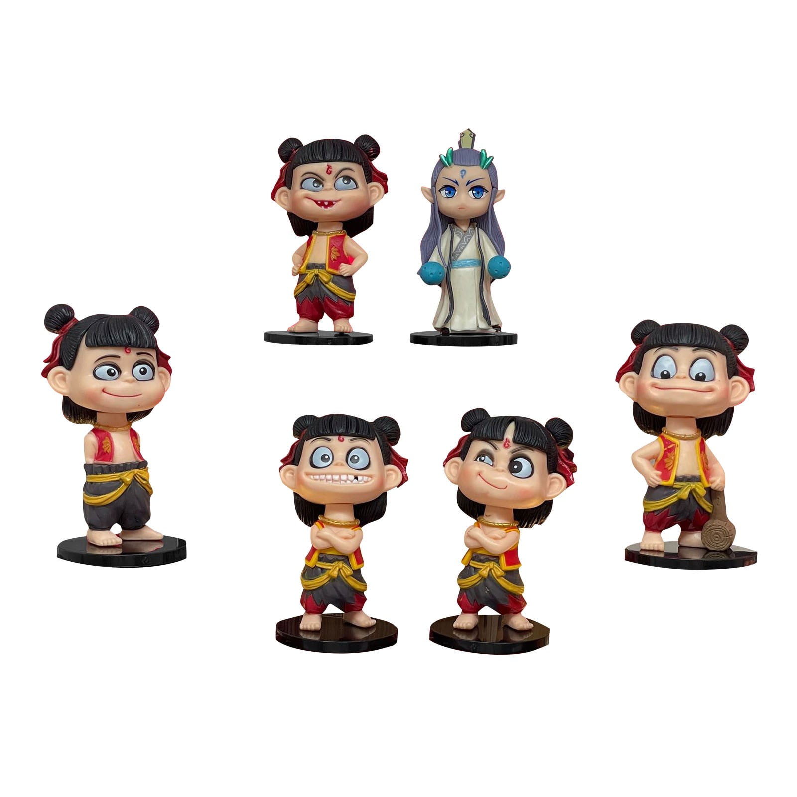 Set of 6 Cartoon Character Collectible Figurines High-Quality PVC ...