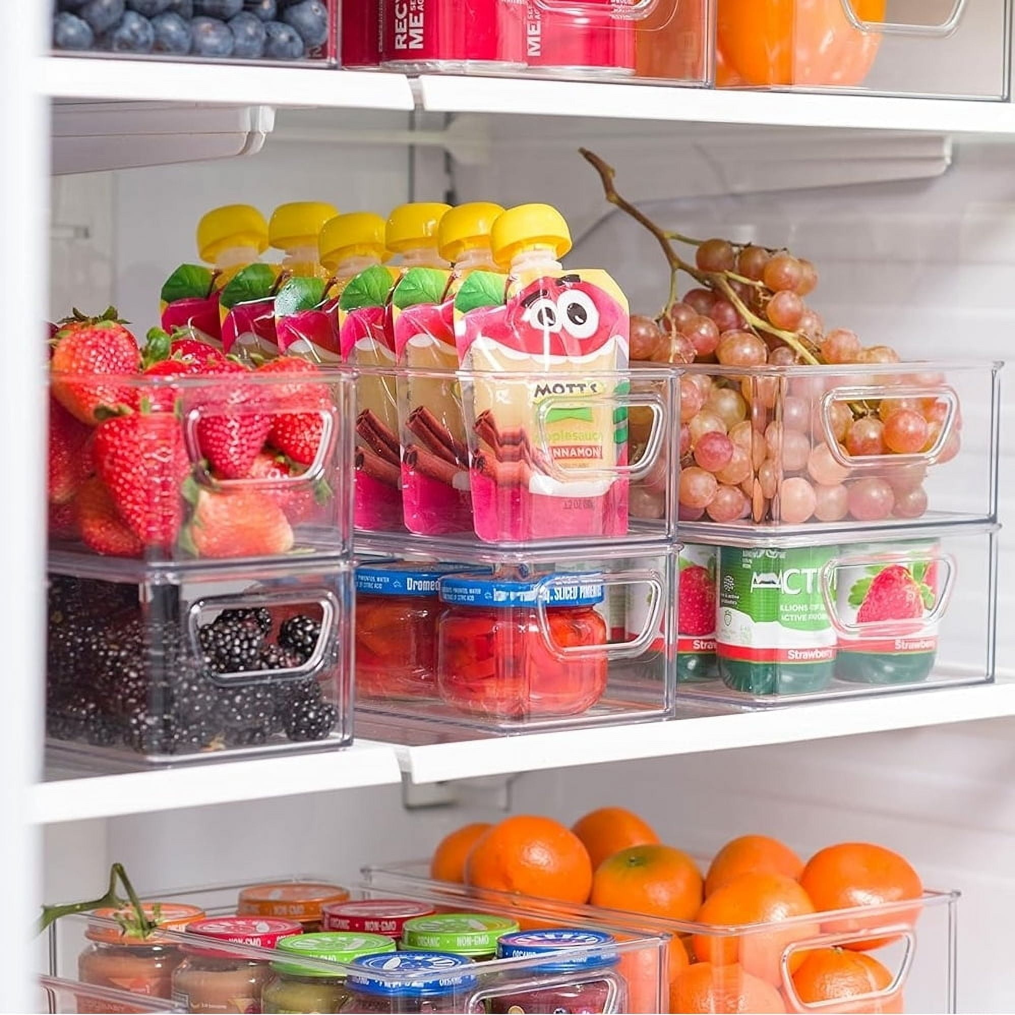 Set of 6 Clear Plastic Refrigerator Organizer Bins for Kitchen Storage ...