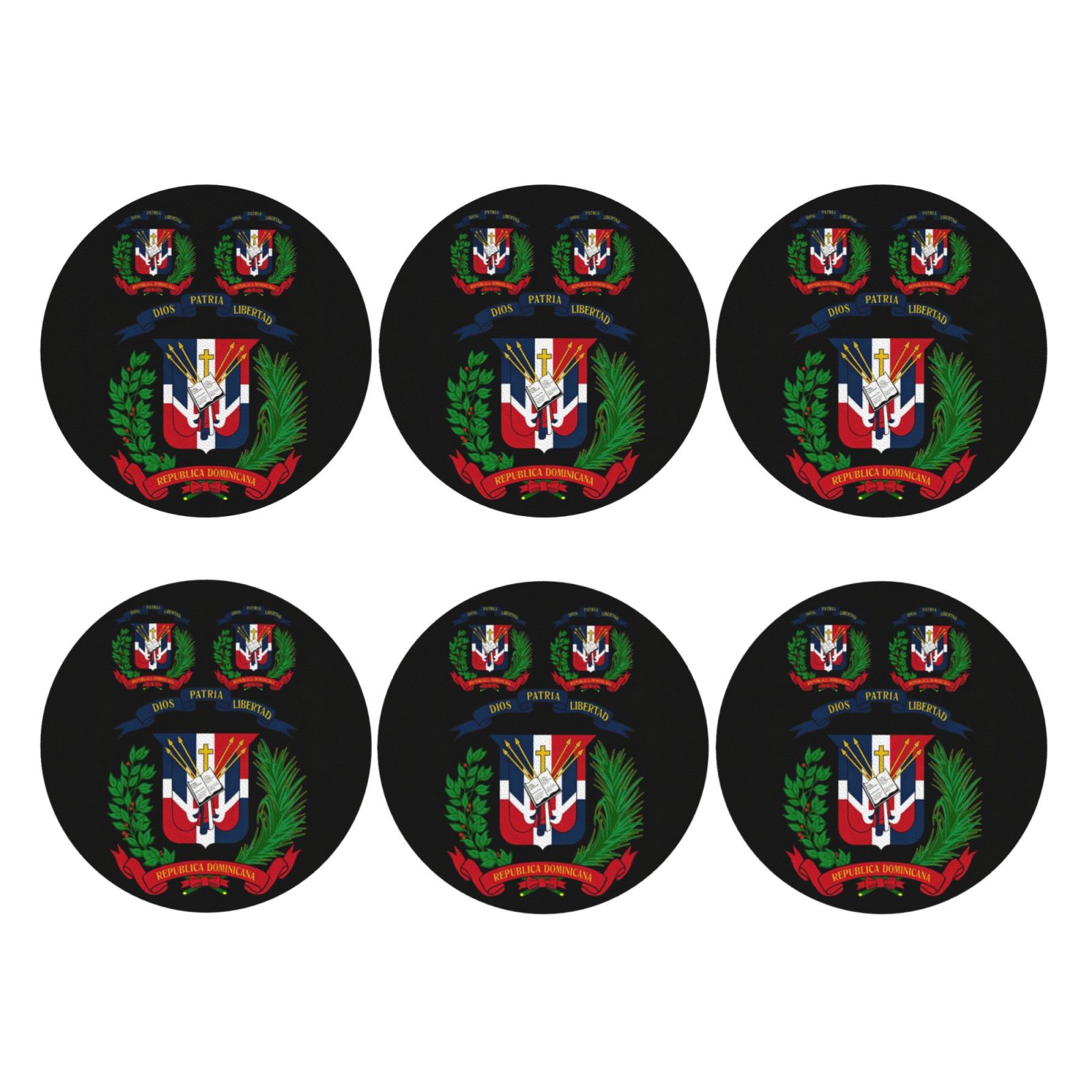 Set of 6 Coat Of Arms Of The Dominican Republic Drink Coasters for ...