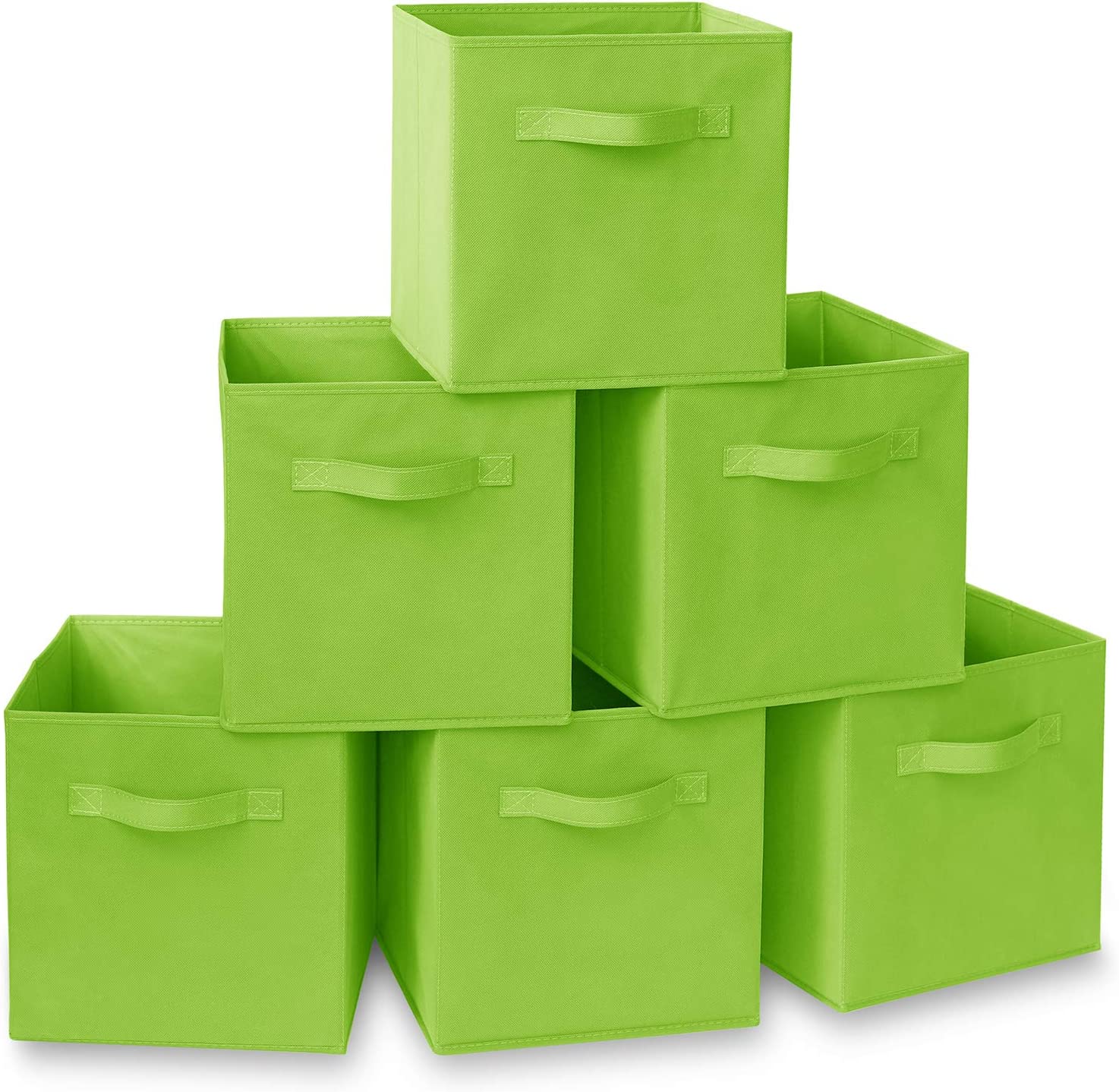 Set of 6 Collapsible Fabric Cube Storage Bins, Lime Green - 11 ...