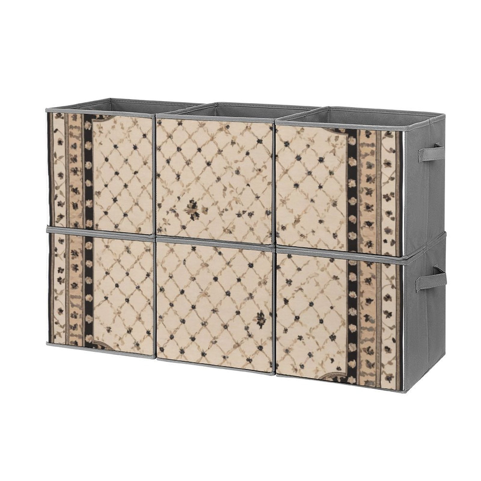 Set of 6 Collapsible Oxford Fabric Storage Cubes with Handles, Foldable ...