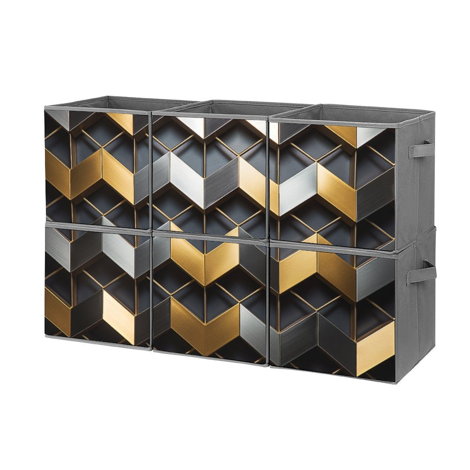 Set of 6 Collapsible Oxford Fabric Storage Cubes with Handles, Foldable ...