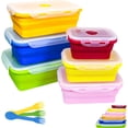 Set of 6 Collapsible Silicone Food Storage Containers With Lids, Meal ...