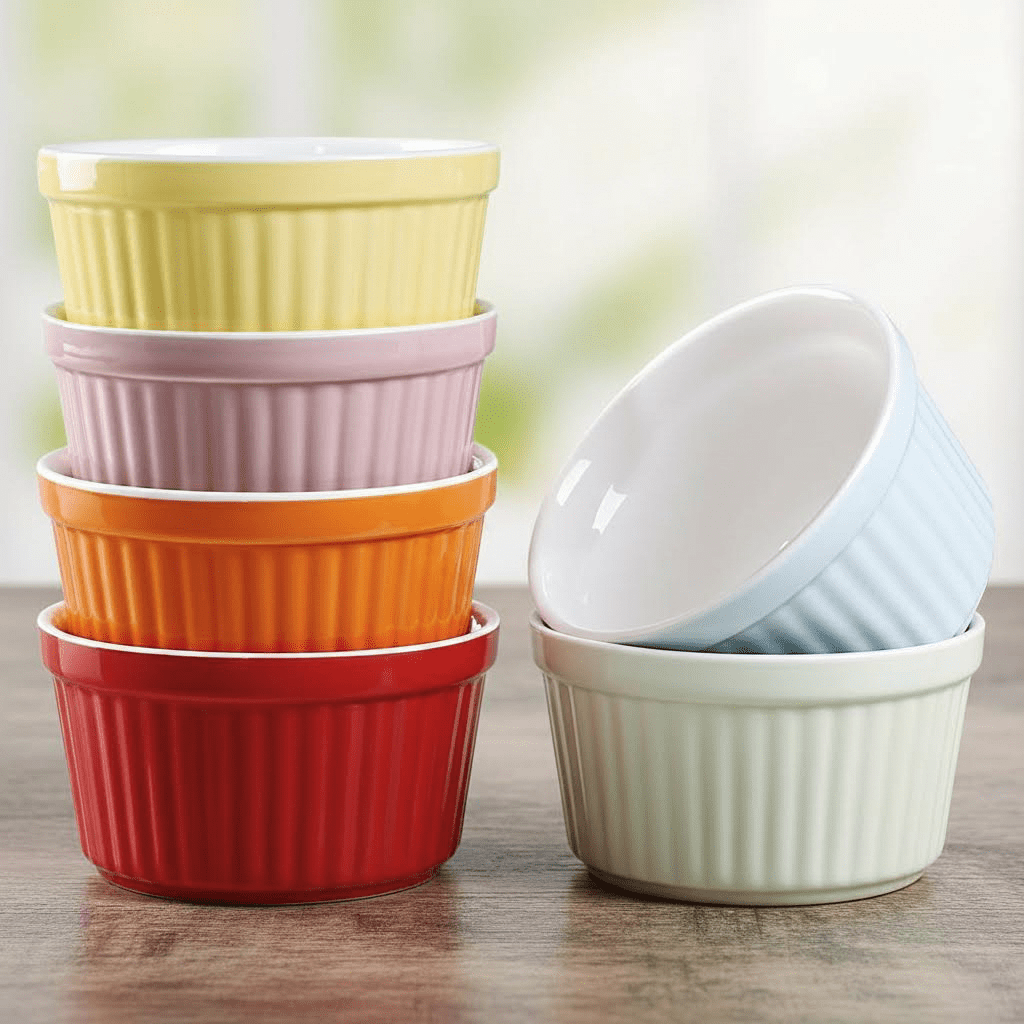 Set of 6 Colorful 6oz Porcelain Ramekins, Oven-Safe Baking Bowls for ...