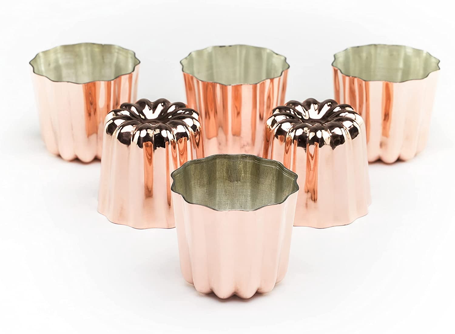 Set of 6 Copper Canele Molds 2.1 Inch, Traditional Size French Caneles ...