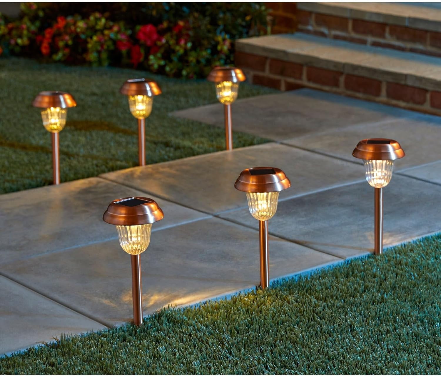 Set of 6 Copper Finish Solar Pathway Lights - Copper - Walmart.com