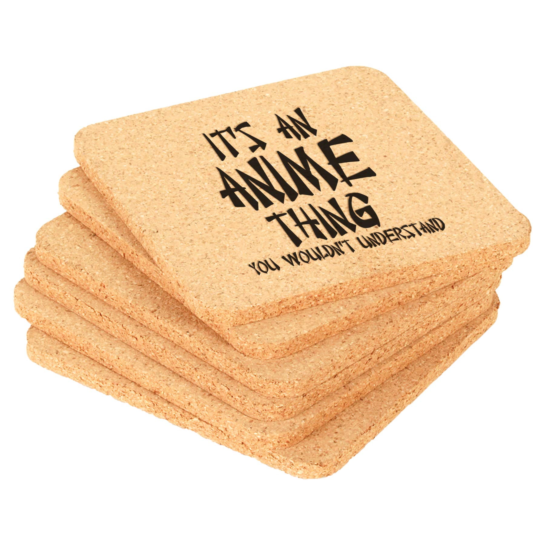 Set of 6 Cork Drink Coasters It's an Anime Thing (Square) - Walmart.com