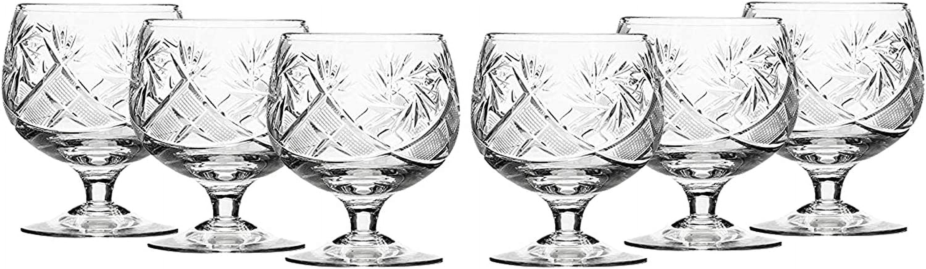 Set of 6 Cut Crystal Cognac Brandy Whiskey Snifters Goblets, Handmade ...