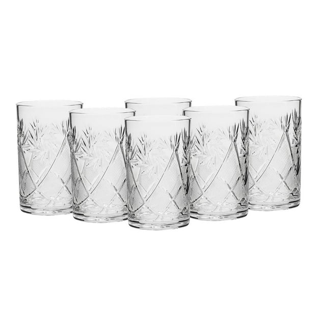 Set Of 6 Cut Crystal Drinking Glasses 8 Oz Suitable For Hot Or Cold Lkiquids Fits Metal