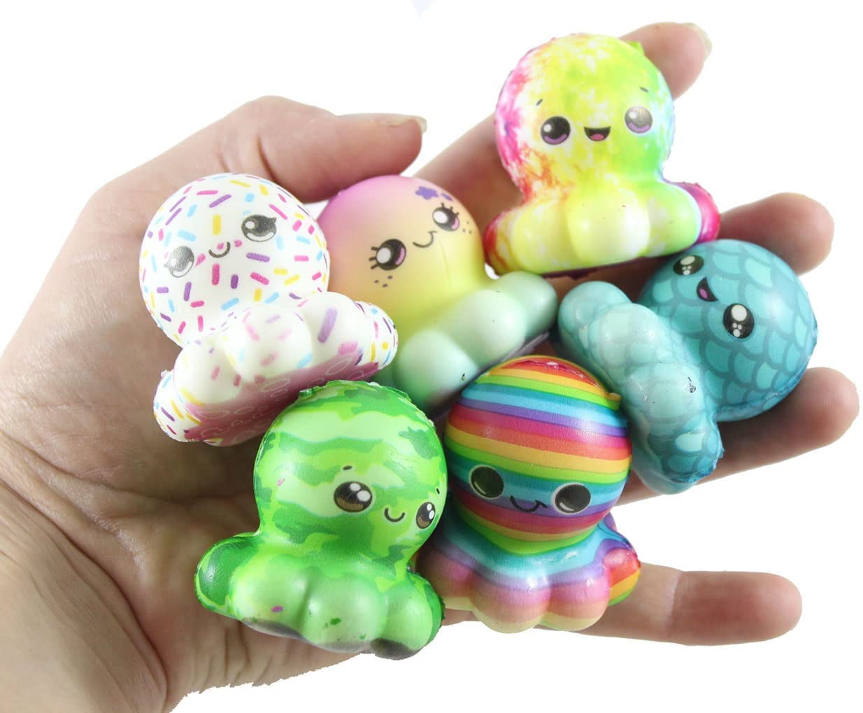 Set of 6 Cute Octopus Micro Slow Rise Squishy Toys - Mini Animal ...