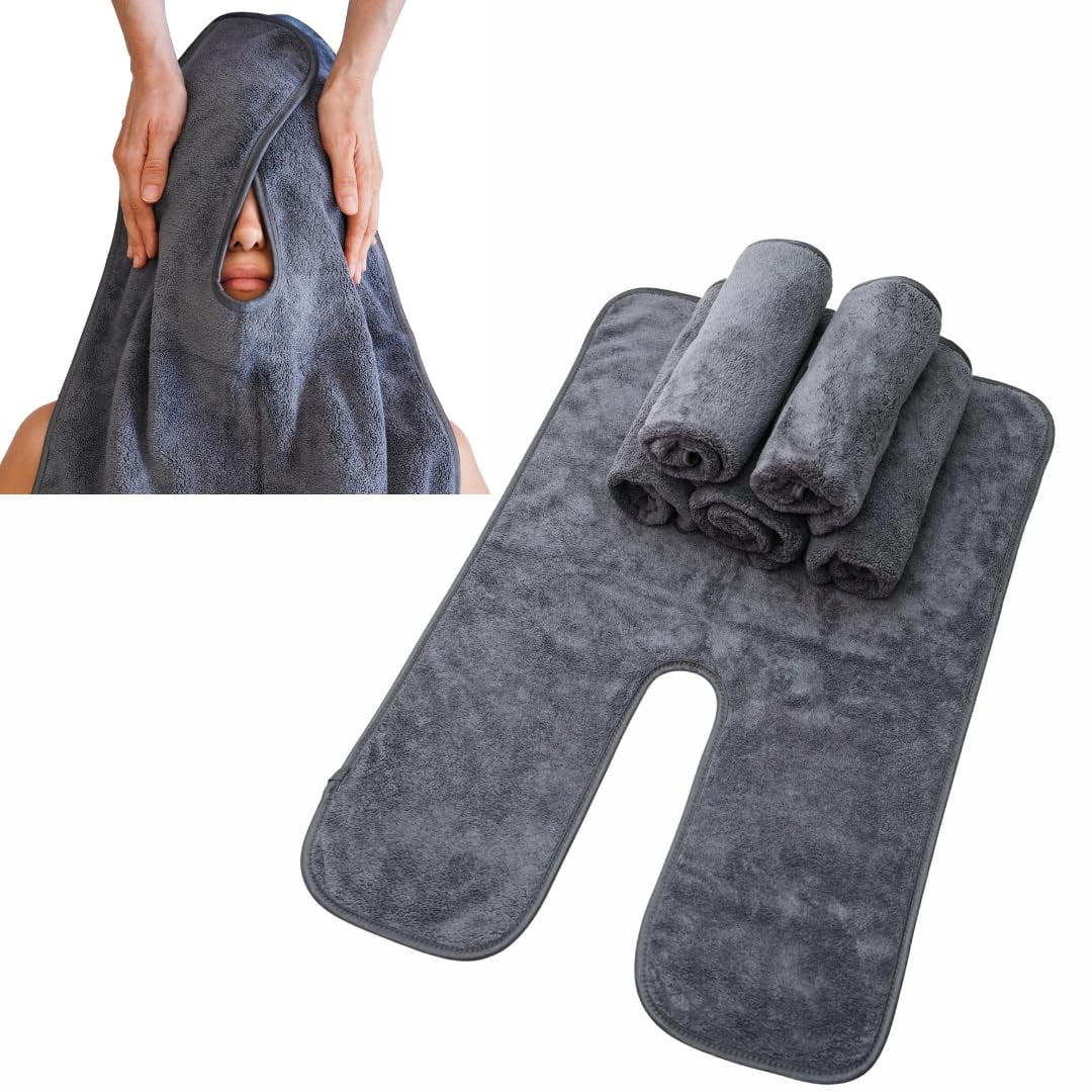 Set Of 6 Facial Towels For Estheticians Soft U Shaped Split Design