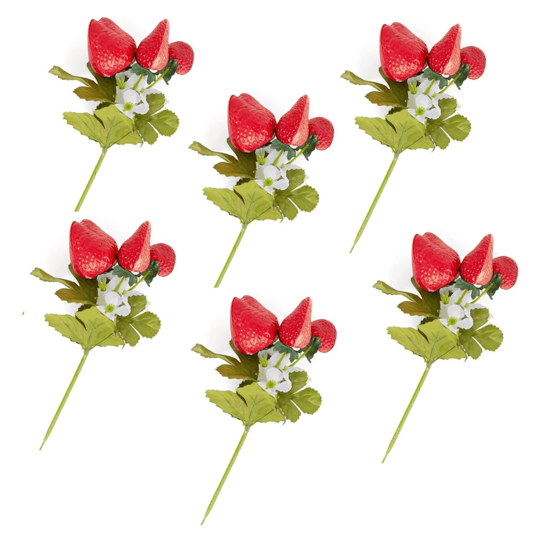 Set of 6 Fake Strawberry Picks - For Spring and Summer Crafts and ...