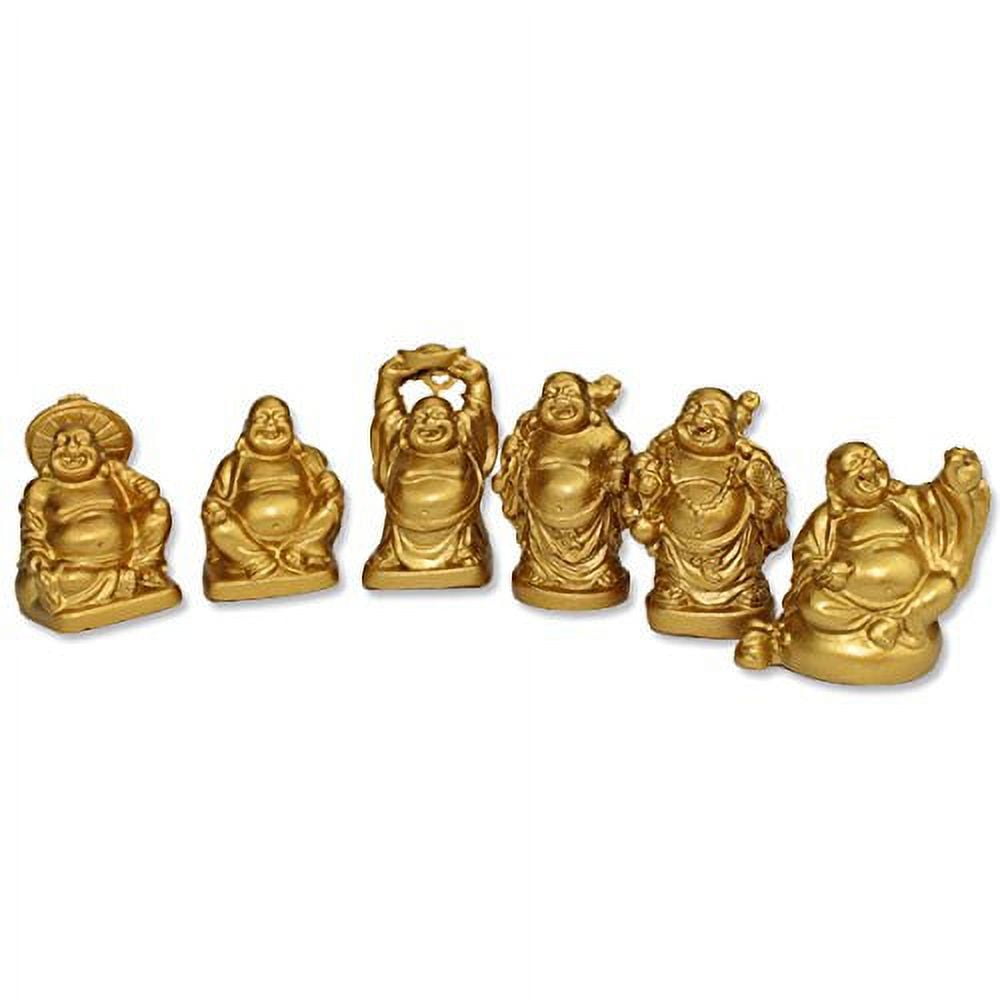 Set of 6 Feng Shui 2" Golden Happy Laughing Buddha Statues Figurines ...