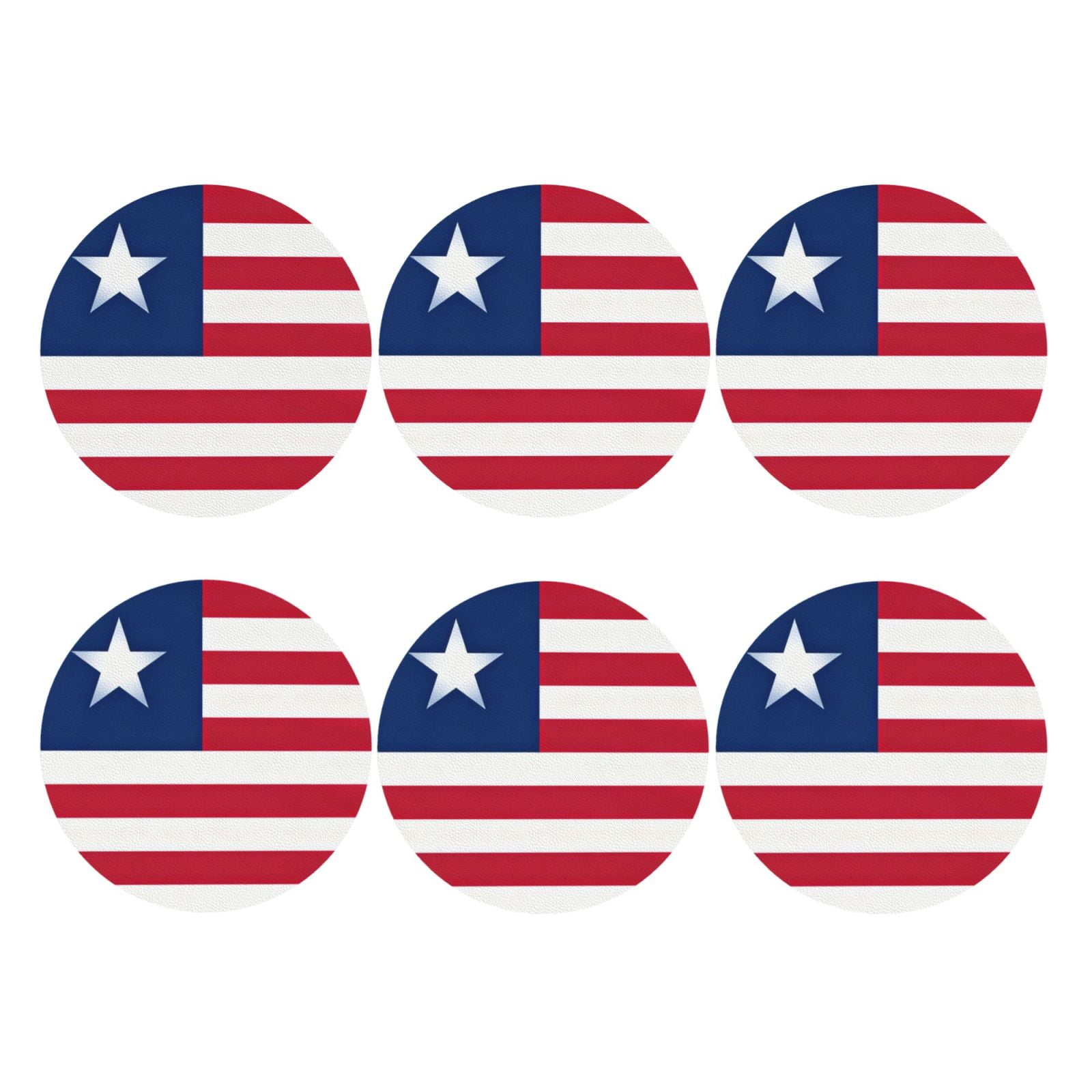 Set of 6 Flag Of Liberia Drink Coasters for Coffee Table Leather ...