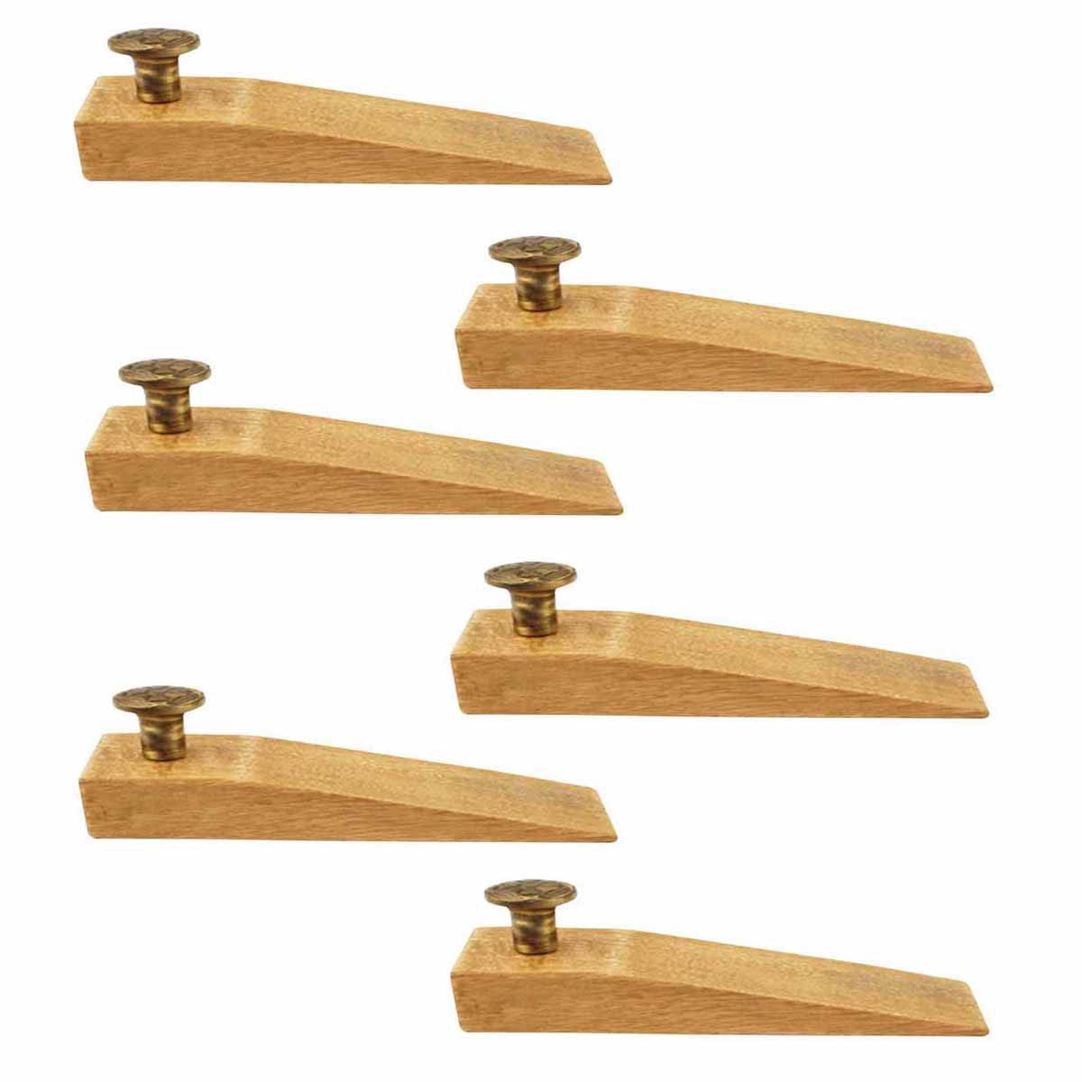 Set of 6 Floral Natural Mango Hardwood Door Wedges w/Round Antique ...