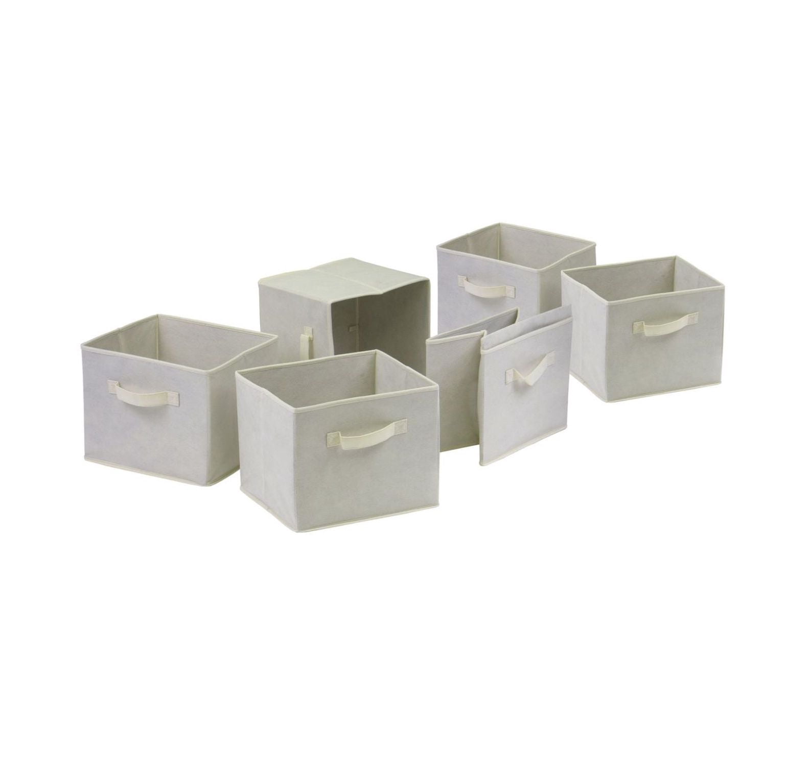 Set of 6 Foldable Beige Fabric Baskets - Walmart.com
