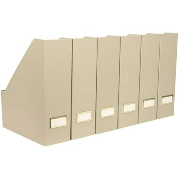 | Set of 6 Foldable Taupe Magazine File Holders with Label Holders ...
