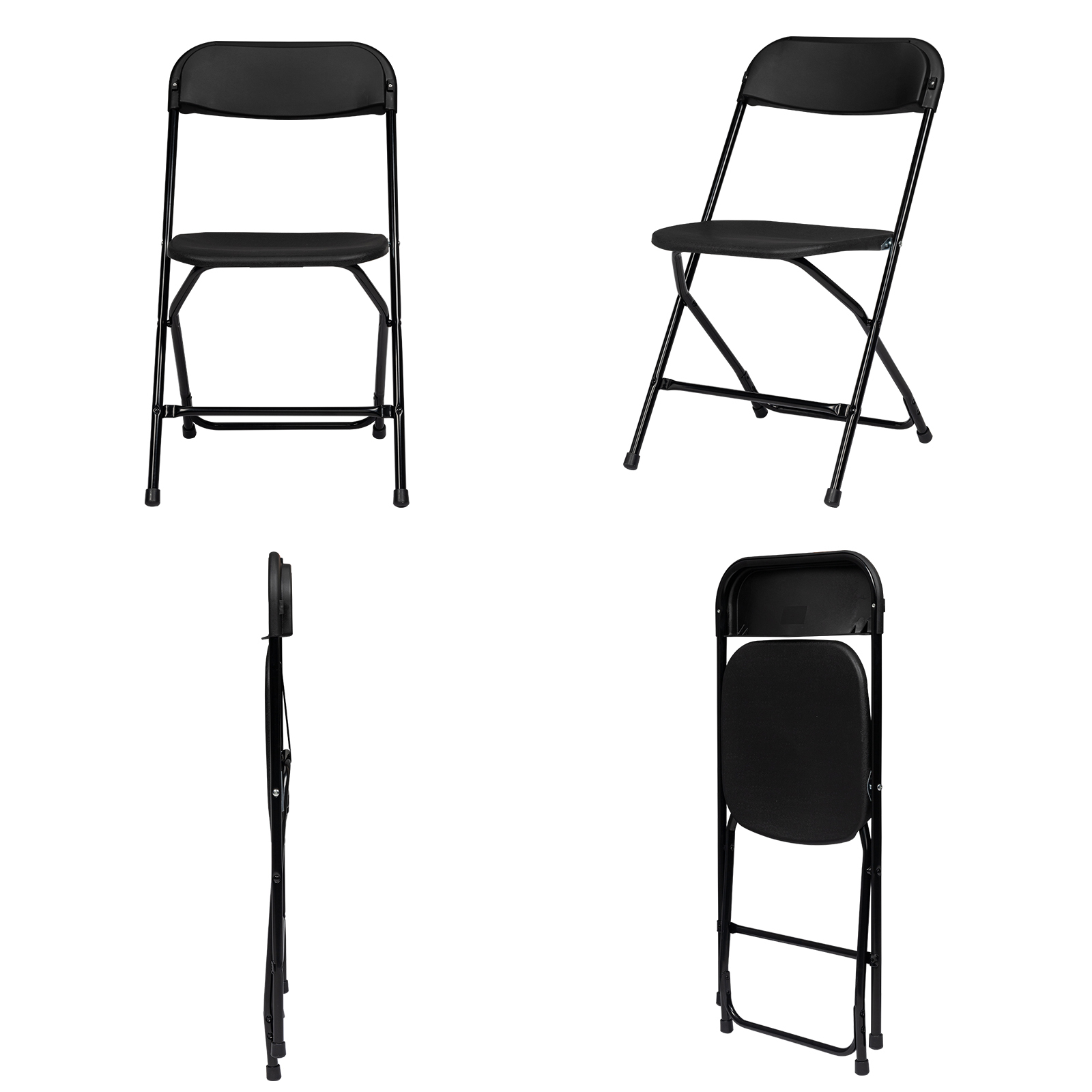 Set of 6 Folding Chairs for Parties and Weddings, Event Seats, Black ...